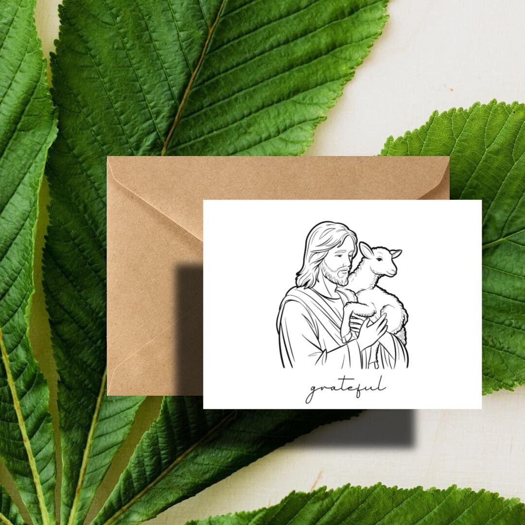 Religious Thank You Note Card Set – Jesus and Lamb, Blank Inside - Etsy