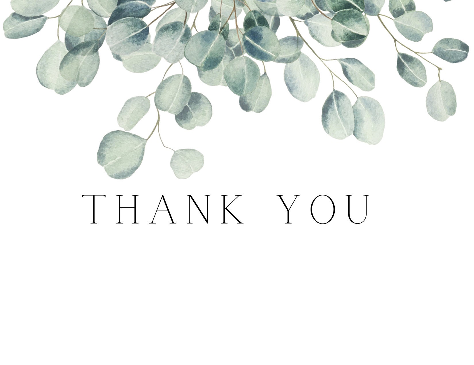 Eucalyptus Greenery Thank You Cards Set With Kraft Envelopes - Set of ...