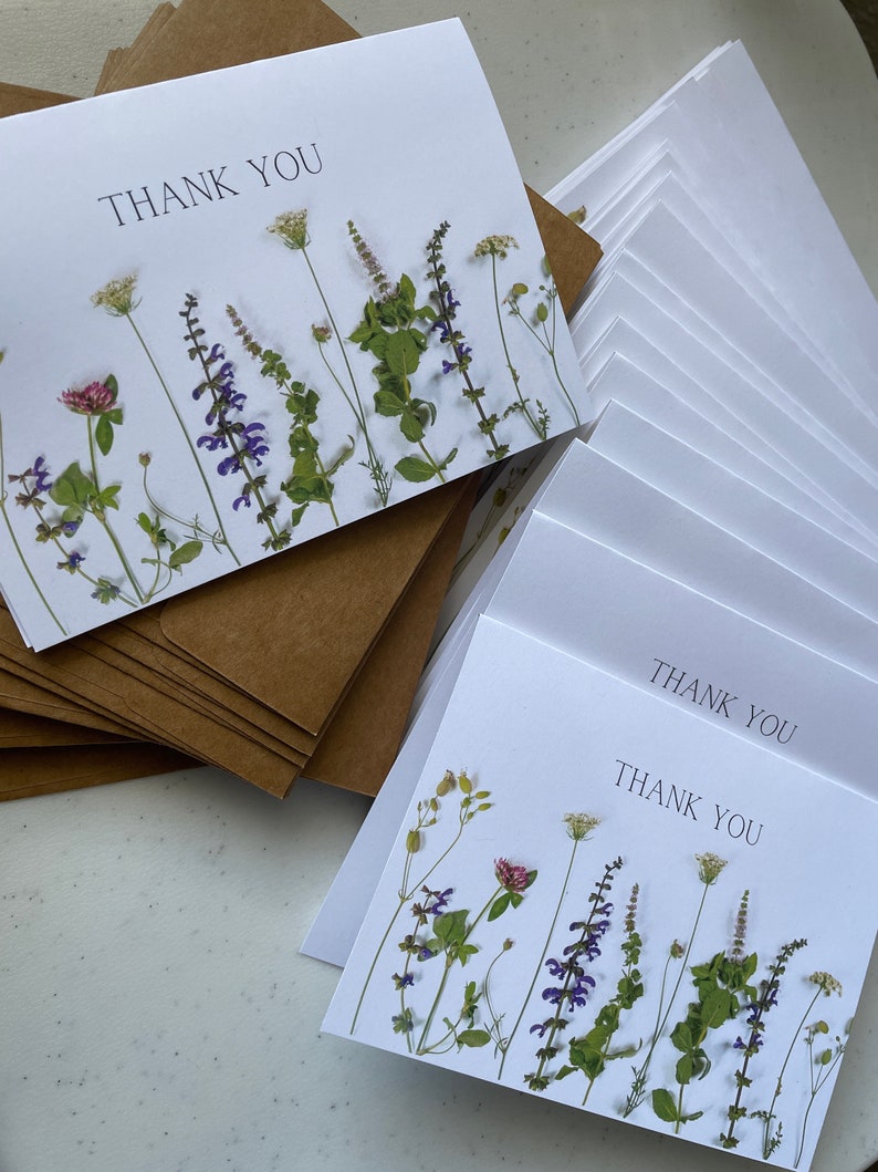 Wildflower Thank You Cards SET OF 12,24,36,48 With Envelopes - Etsy