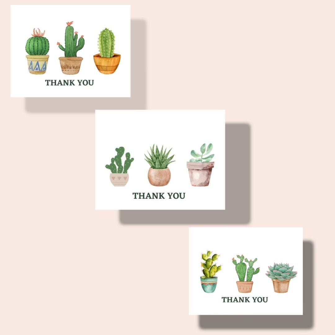 Succulent Thank You Card Set | All-occasion Assorted Thank You Note ...