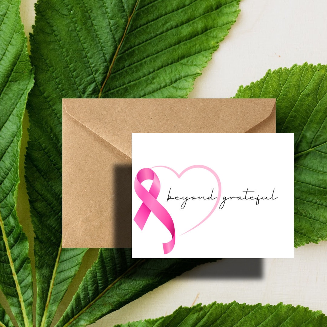 Breast Cancer Awareness Ribbon Thank You Cards Pink Beyond Grateful ...