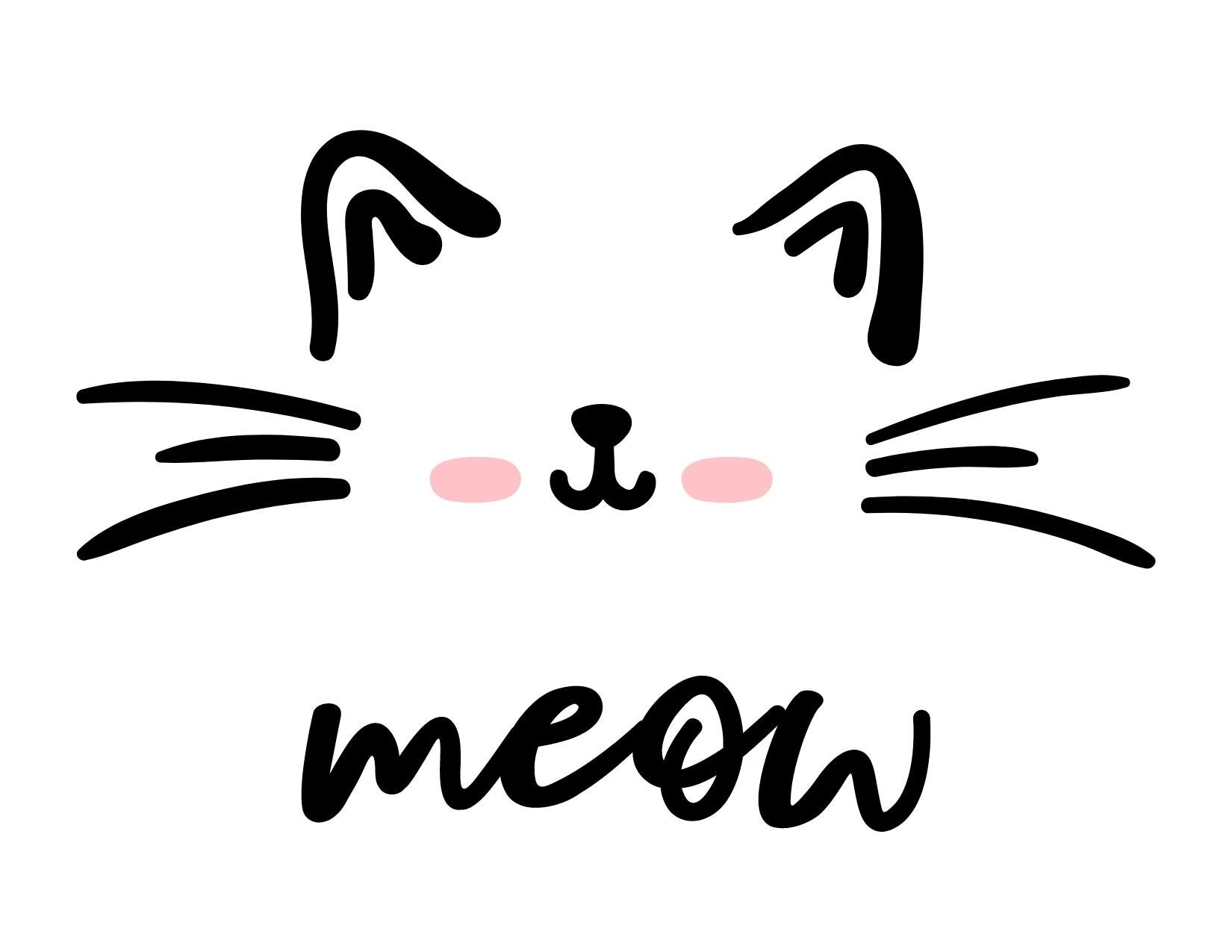 Cat Greeting Card Set, Meow Cat Blank Note Cards With Kraft Envelopes ...