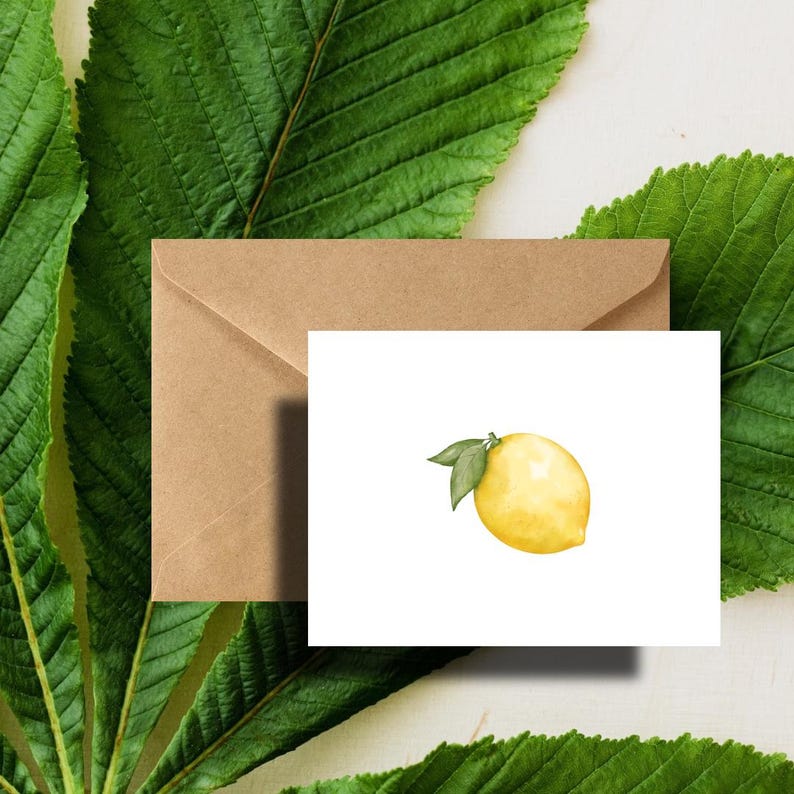 Lemon Fruit Lemon Note Fruit Lover Folded Notecards Set With Kraft ...