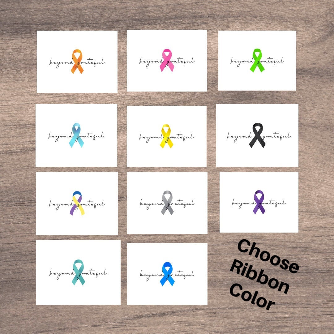 Cancer Ribbon Thank You Cards Breast Cancer,leukemia, Non-hodgkin ...