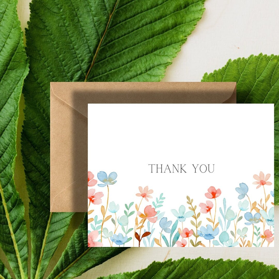 Wildflowers Thank You Card Set | Floral Greeting Cards With Envelopes ...