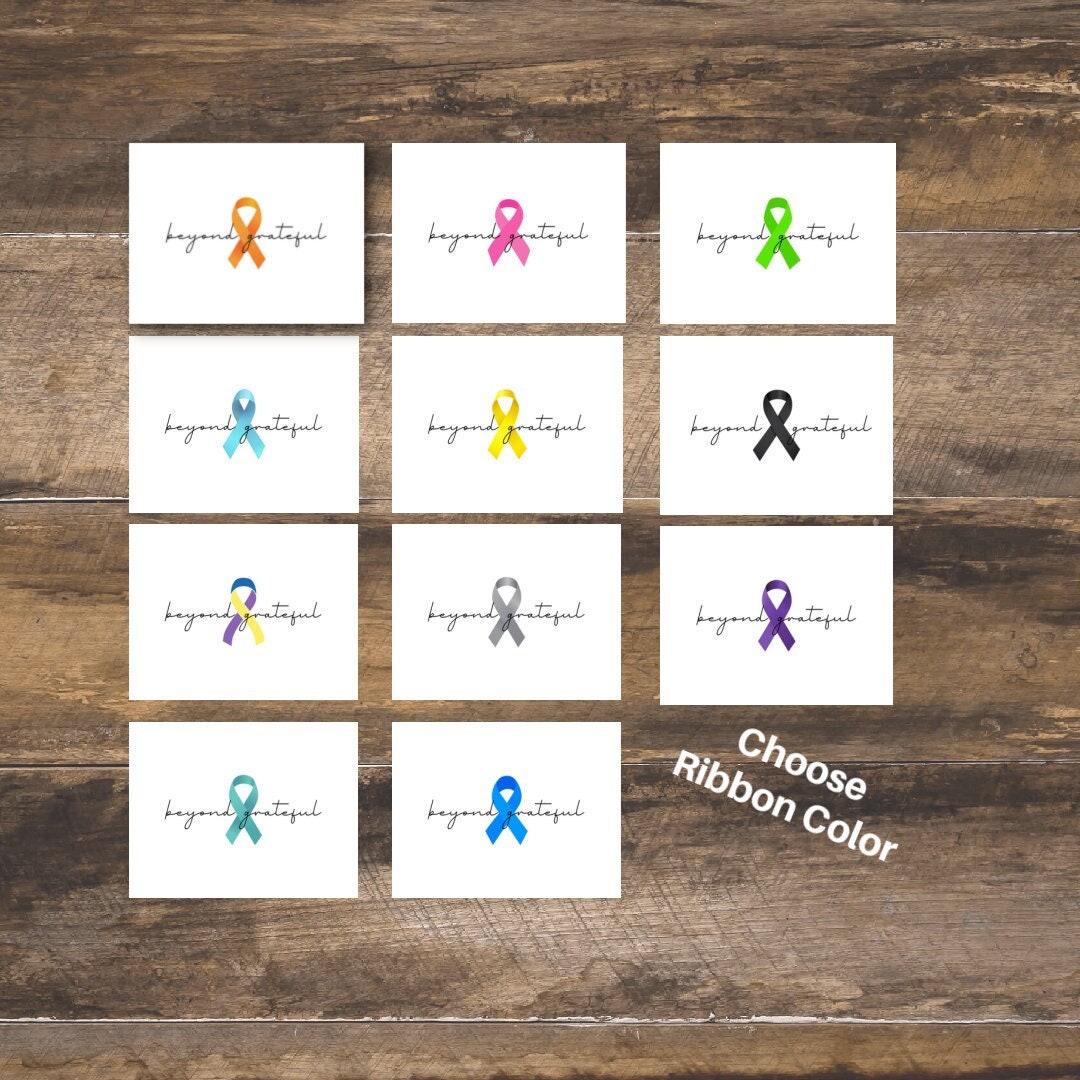 Cancer Ribbon Thank You Cards Breast Cancer,leukemia, Non-hodgkin ...