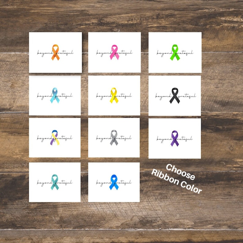 Cancer Ribbon Thank You Cards Breast Cancer,leukemia, Non-hodgkin ...