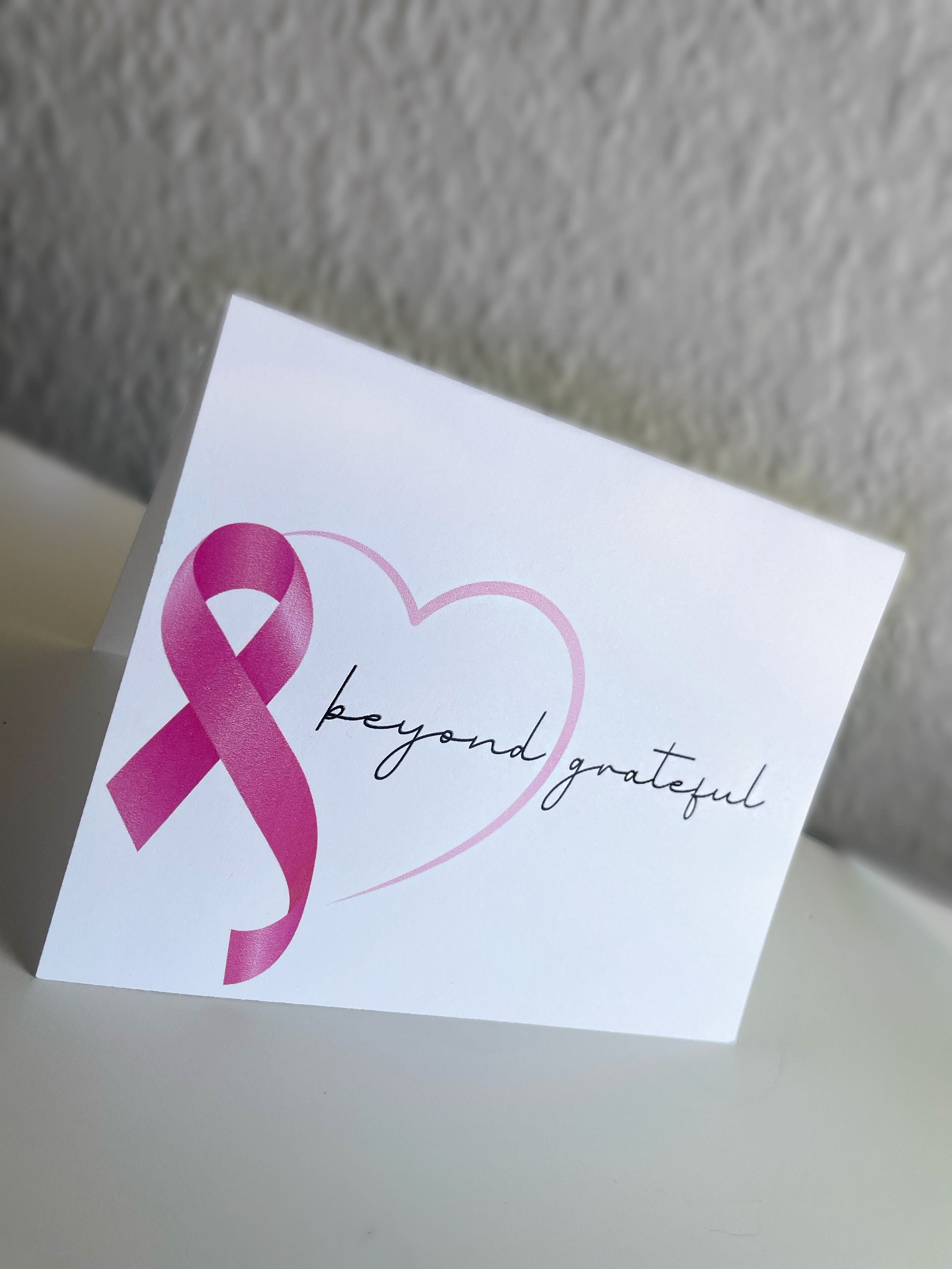 Breast Cancer Awareness Ribbon Thank You Cards Pink Beyond Grateful ...