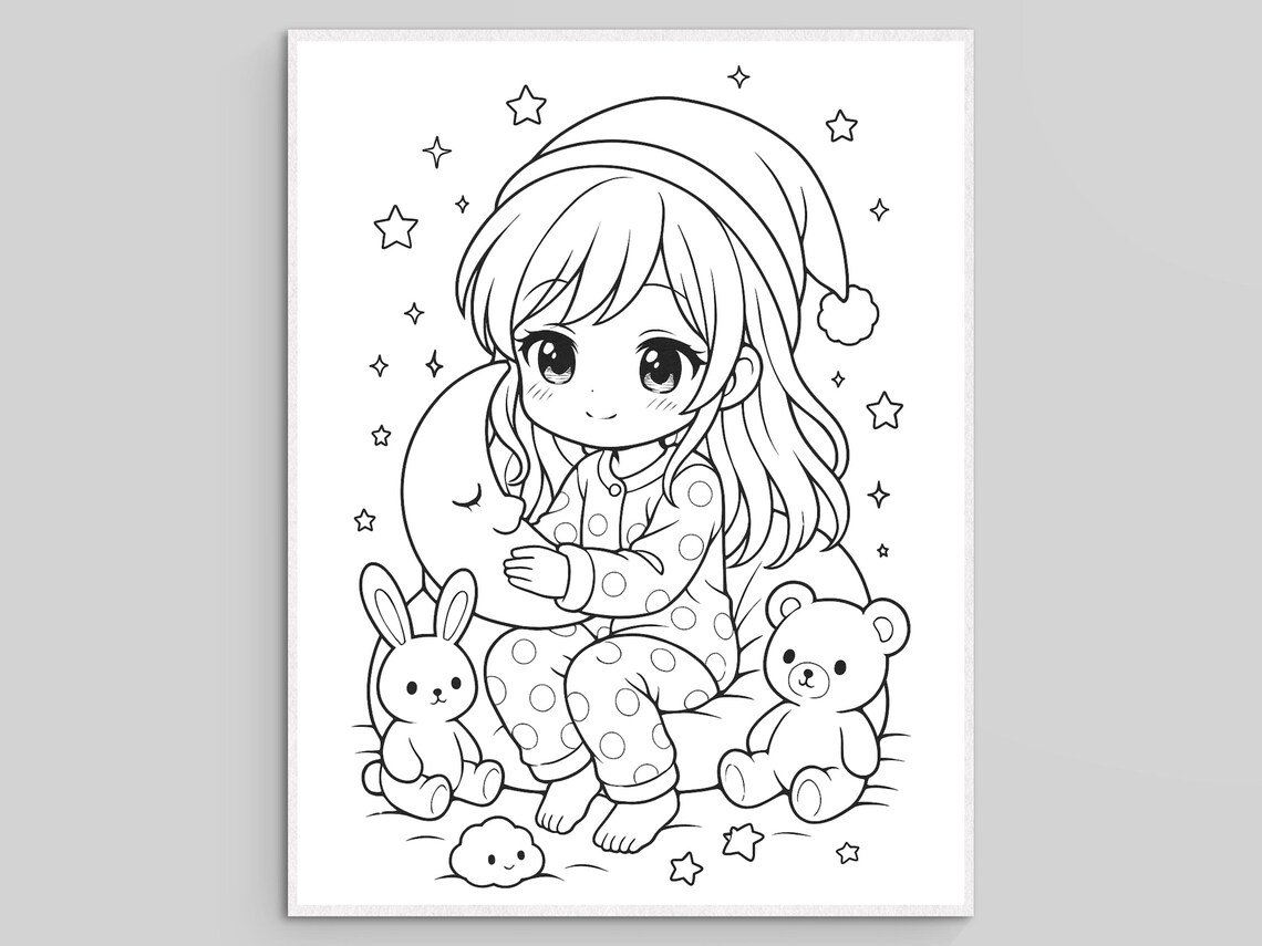 23 Chibi Girl Anime Coloring Pages Bundle PDF and PNG | 8.5x11” - A4 ...