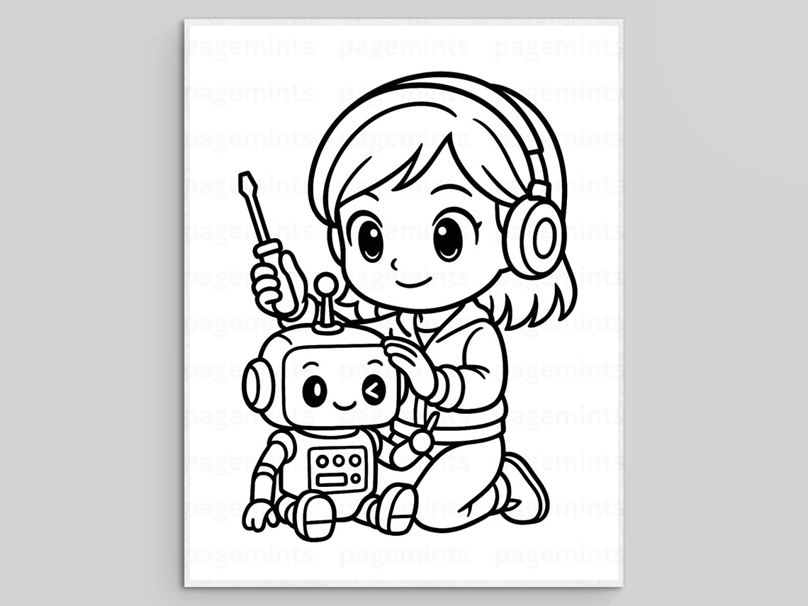 22 STEM Girls Anime Coloring Pages | Procreate-ready Transparent PNG ...