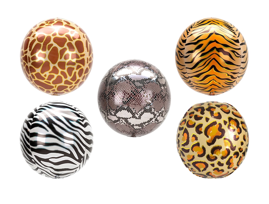 22 Inch Large Orb Safari Balloon Animal Print Balloon Zebra Crocodile ...