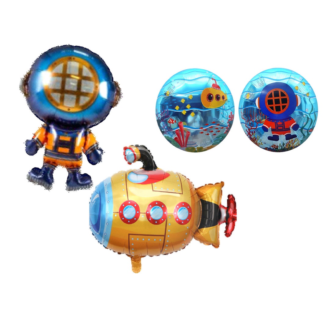 Ocean Party Balloons 37 Deep Sea Diver Balloons Set Submarine Sea Life ...