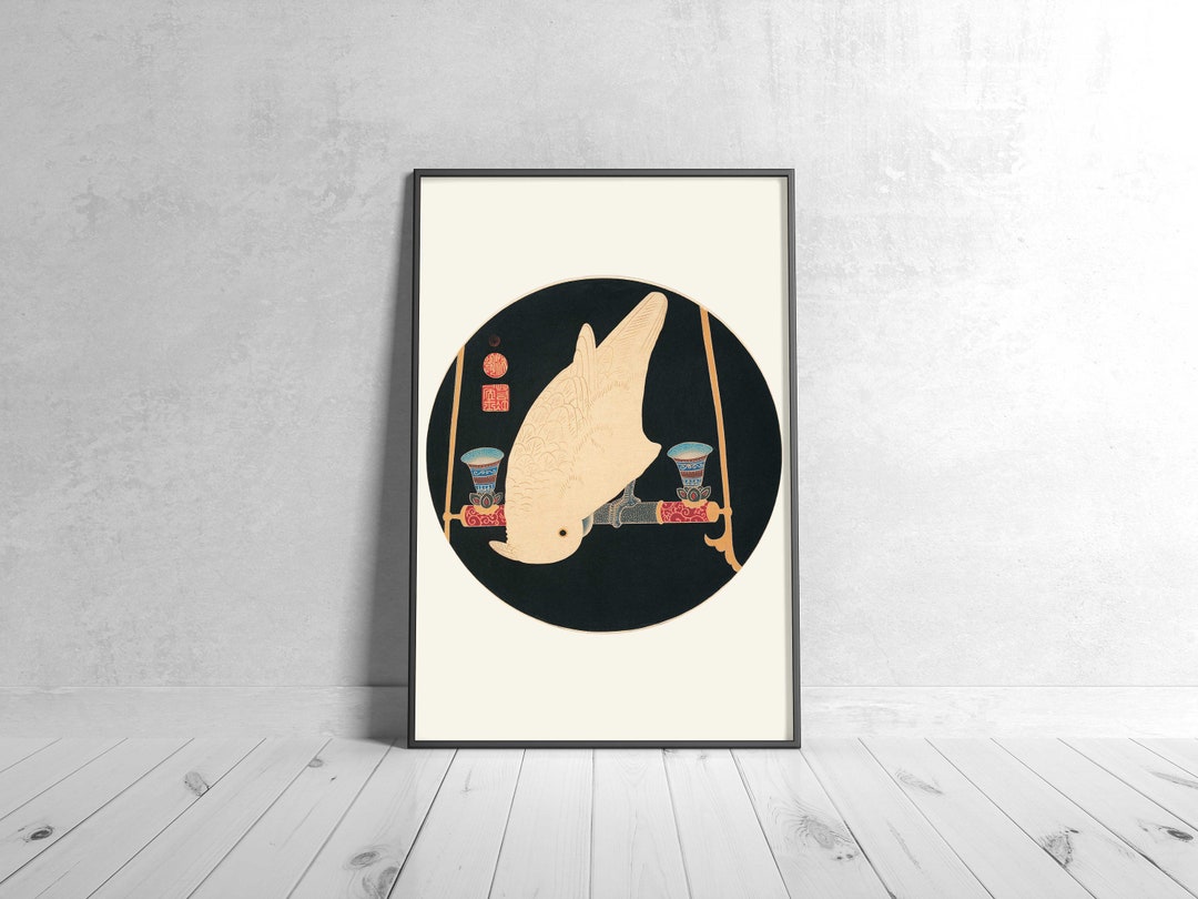 Japanese Print, A White Macaw by Ito Jakuchu, Vintage, Animal Print ...