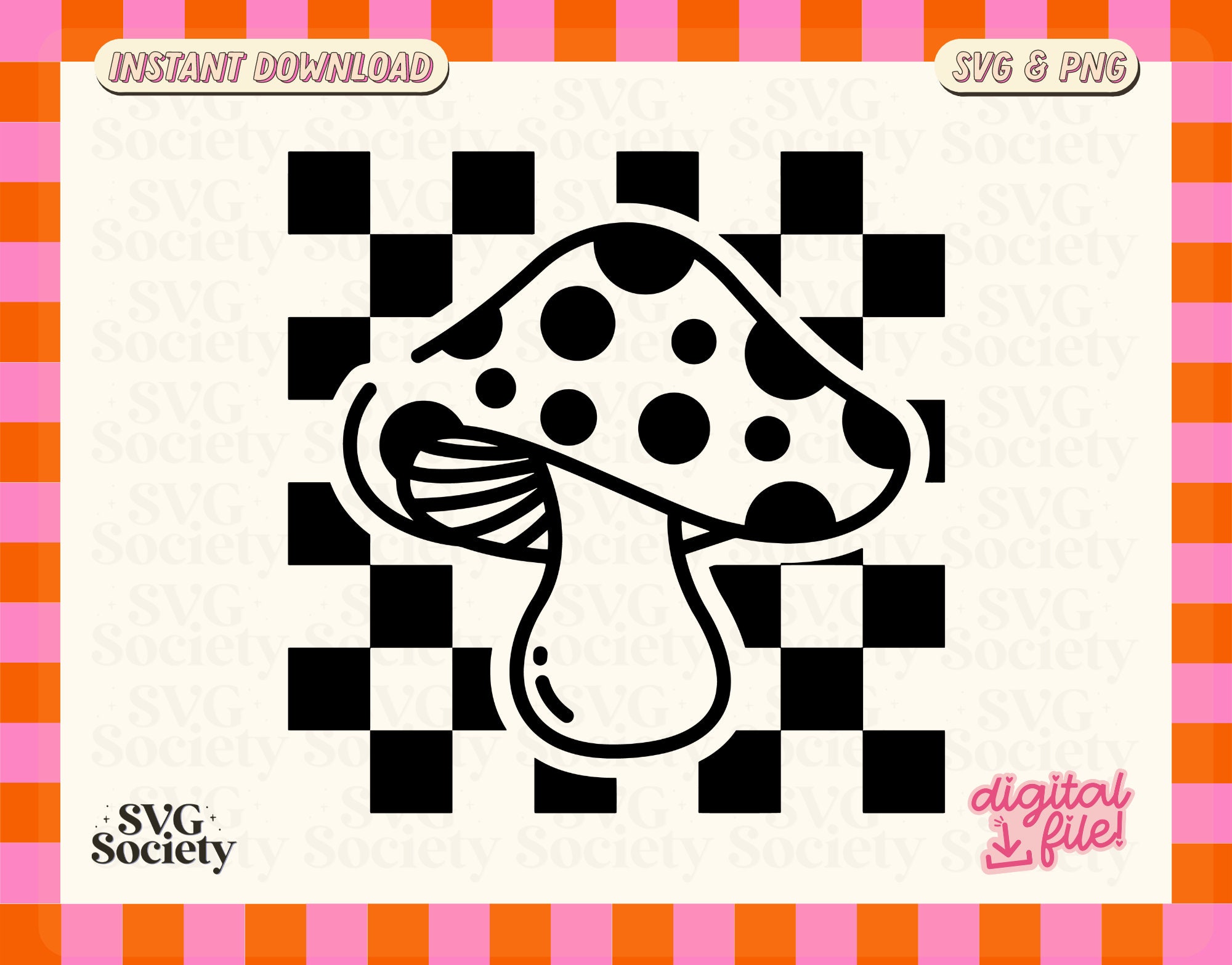 Retro Checkered Pattern Mushroom SVG Groovy Trendy Svg - Etsy Canada