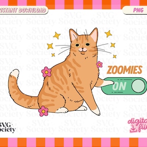 Cat Zoomies PNG Funny Cat Png Digital Design for Sticker - Etsy UK