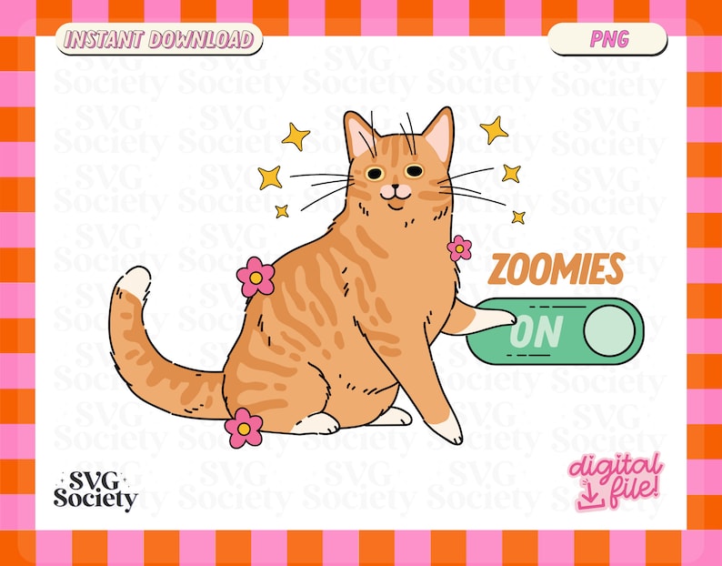 Cat Zoomies PNG Funny Cat Png Digital Design for Sticker - Etsy