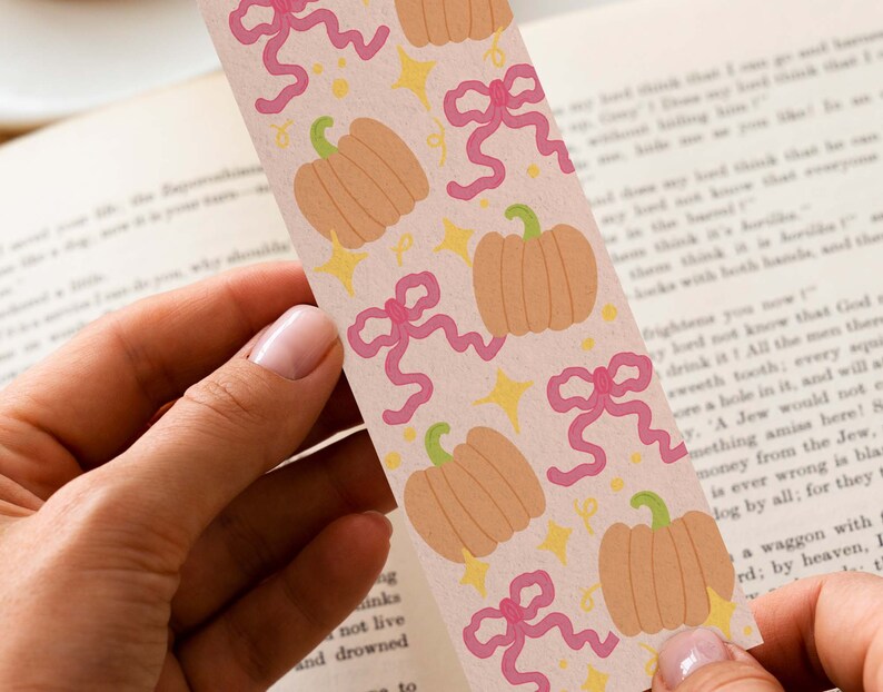 Bow & Pumpkin Bookmark Design, PNG File, Cute Creative Bookish ...