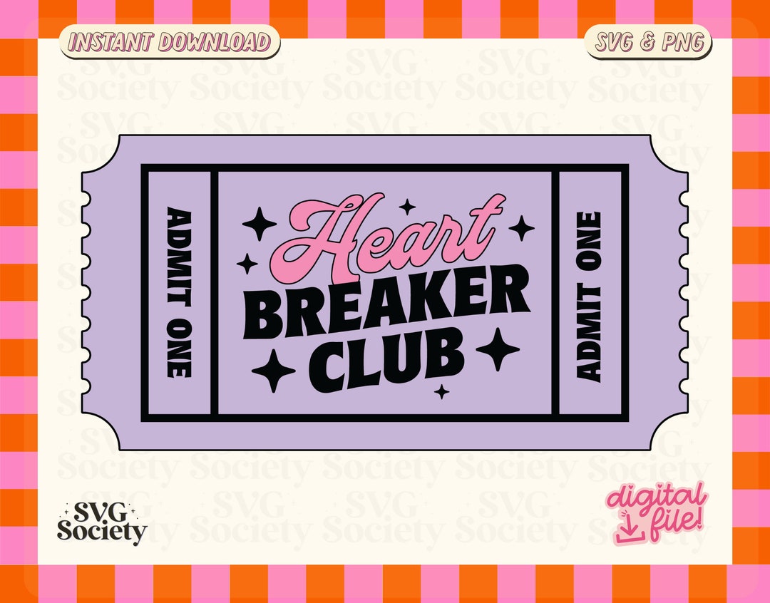 Heart Breaker Club SVG PNG: Trendy Sticker & Shirt Design (commercial ...