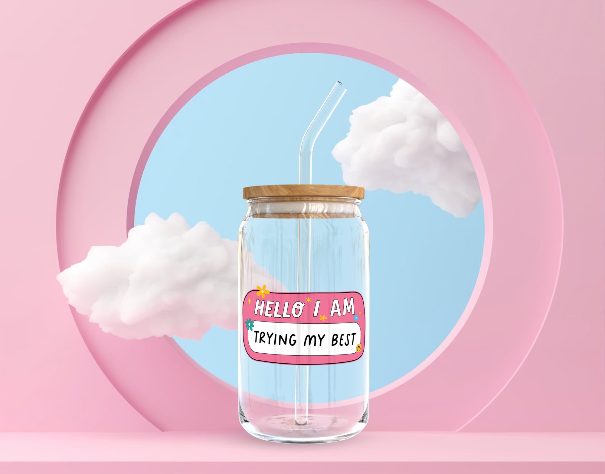 Trying My Best SVG Hello Im Trying My Best Name Tag Design - Etsy