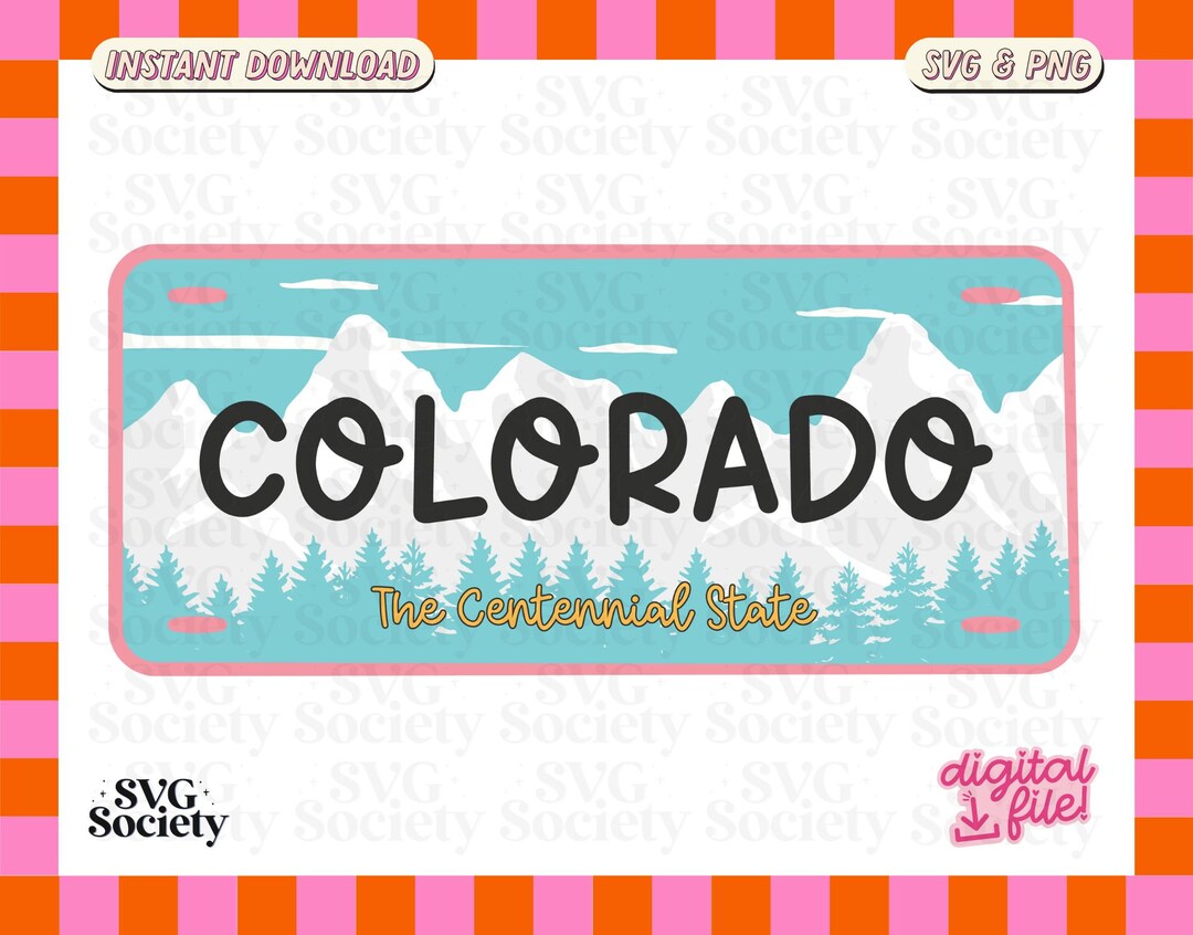 Artsy Colorado License Plate SVG PNG: Trendy Design (digital Download ...