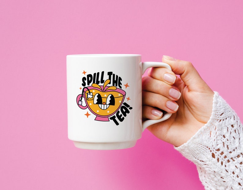 Spill the Tea SVG PNG Gossip Svg Cute Retro Design for - Etsy
