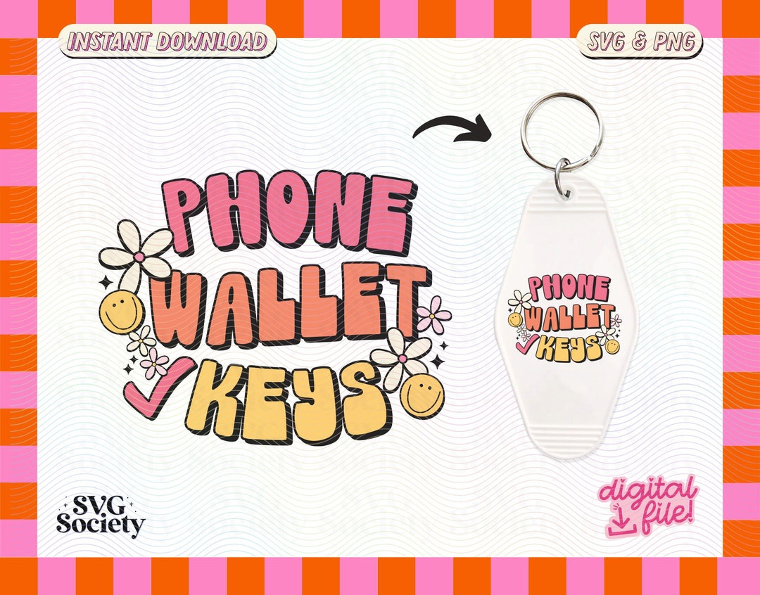 Trendy Motel Keychain Design SVG and PNG File, Cute Groovy Vibes, Phone ...