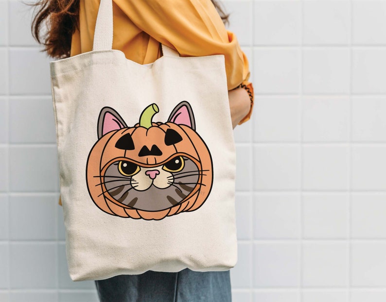 Pumpkin Cat Halloween SVG PNG Bundle: Artsy Design for Shirts, Stickers ...