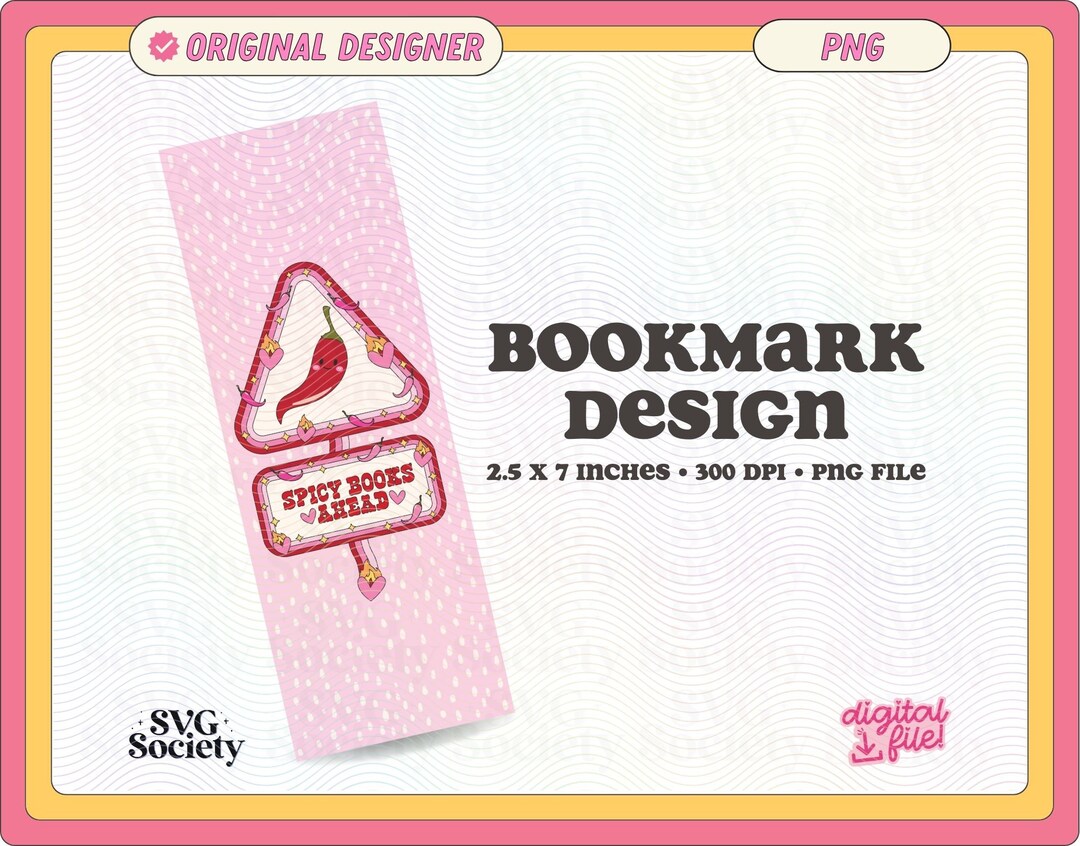 Spicy Books Ahead Bookmark Design, PNG File, Cute Creative Bookish ...