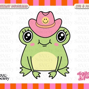 Cute Cowboy Frog SVG PNG, Cute Trendy Frog Design Perfect for T-shirts ...