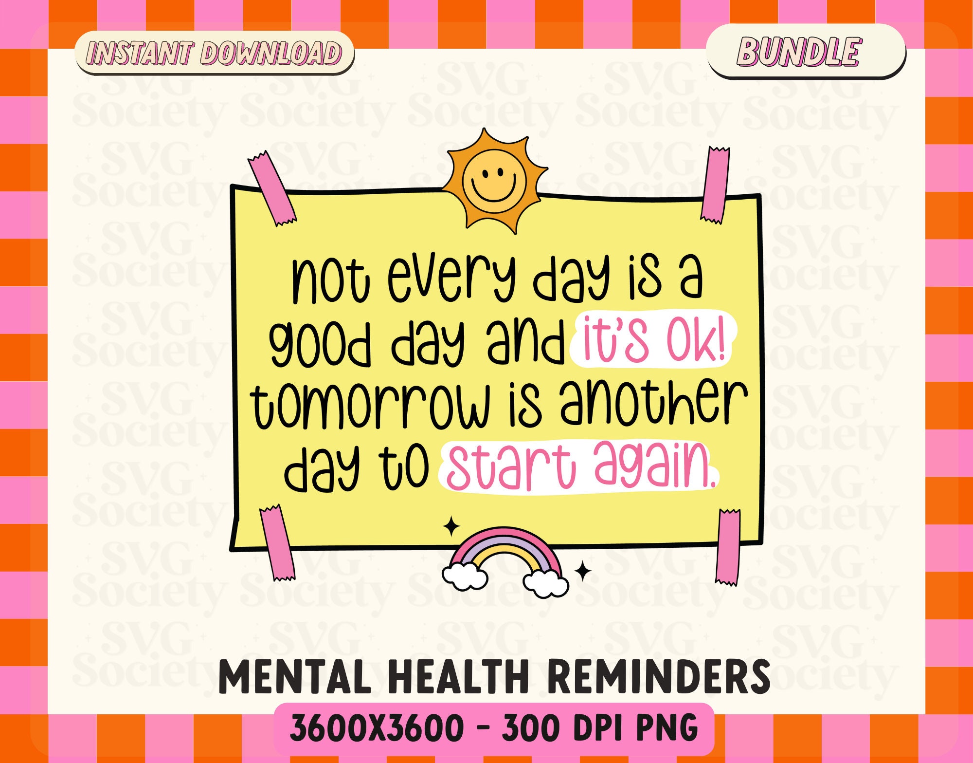 Mental Health Reminders Png Self Care Png Daily Affirmations - Etsy