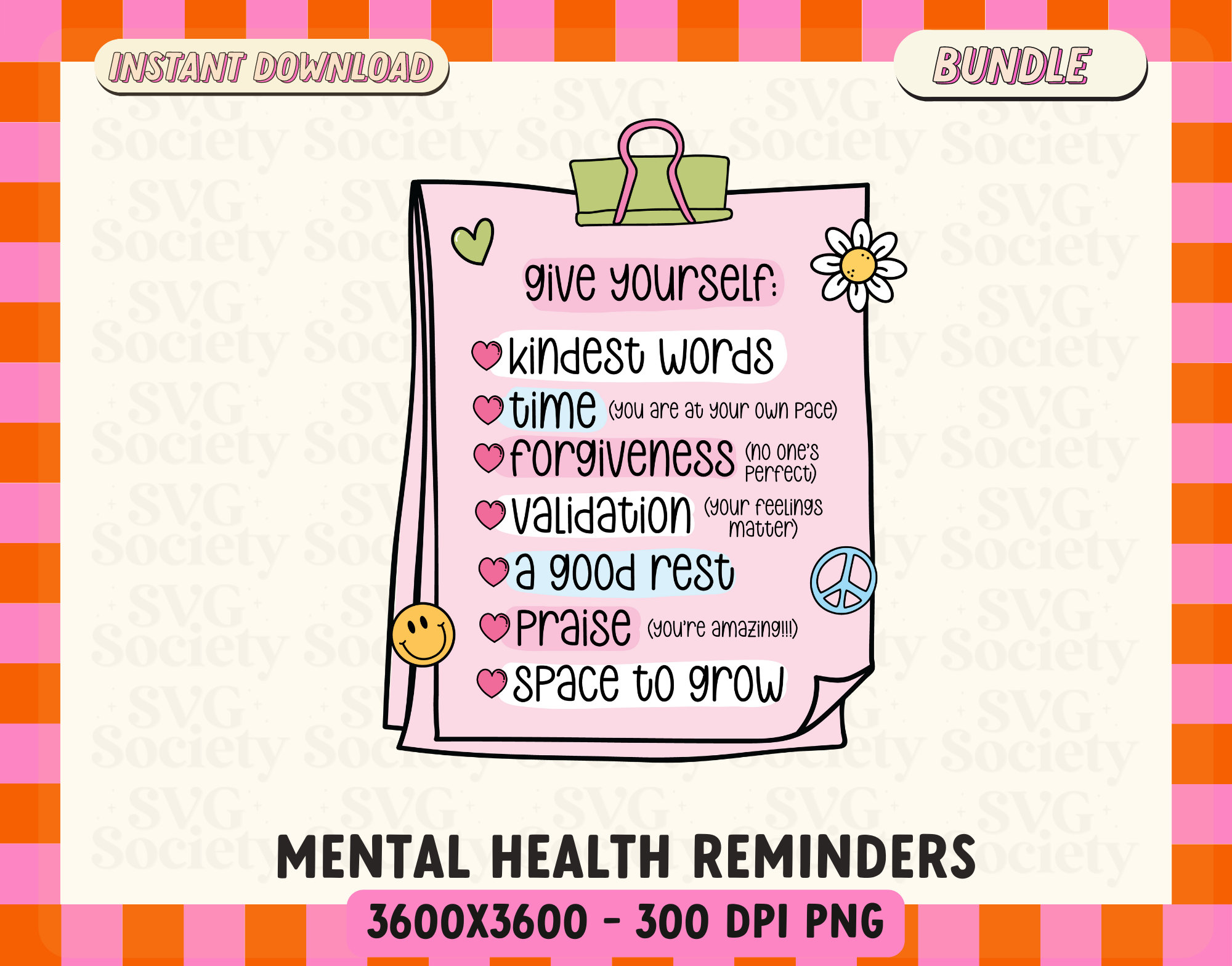 Mental Health Reminders Png Self Care Png Daily Affirmations - Etsy