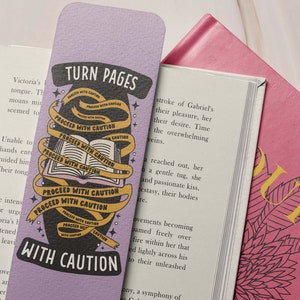 Turn Pages With Caution Bookmark Design: Bookish Printable (PNG File ...