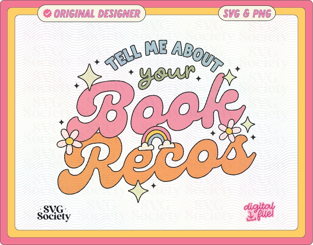 Book Recos SVG PNG File: Trendy Bookish Design (digital Download) - Etsy