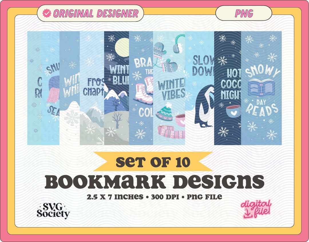 Winter Season Set of 10 Bookmark Designs, PNG Files, Cute Creative ...