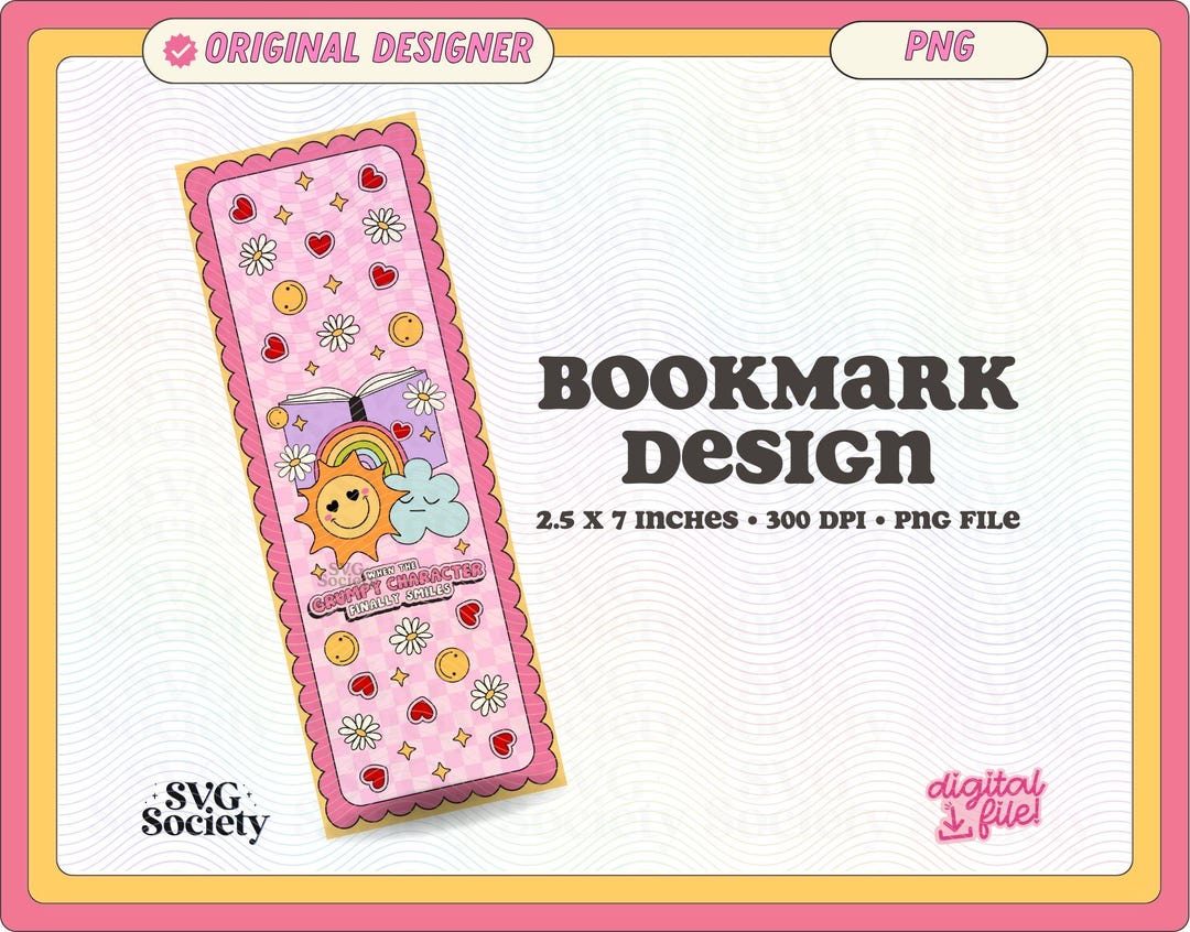 When the Grumpy Character Finally Smiles Bookmark Design, PNG File ...