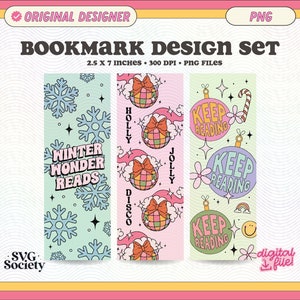 Christmas Themed Bookmark Set Design, PNG File, Cute Artsy Creative ...