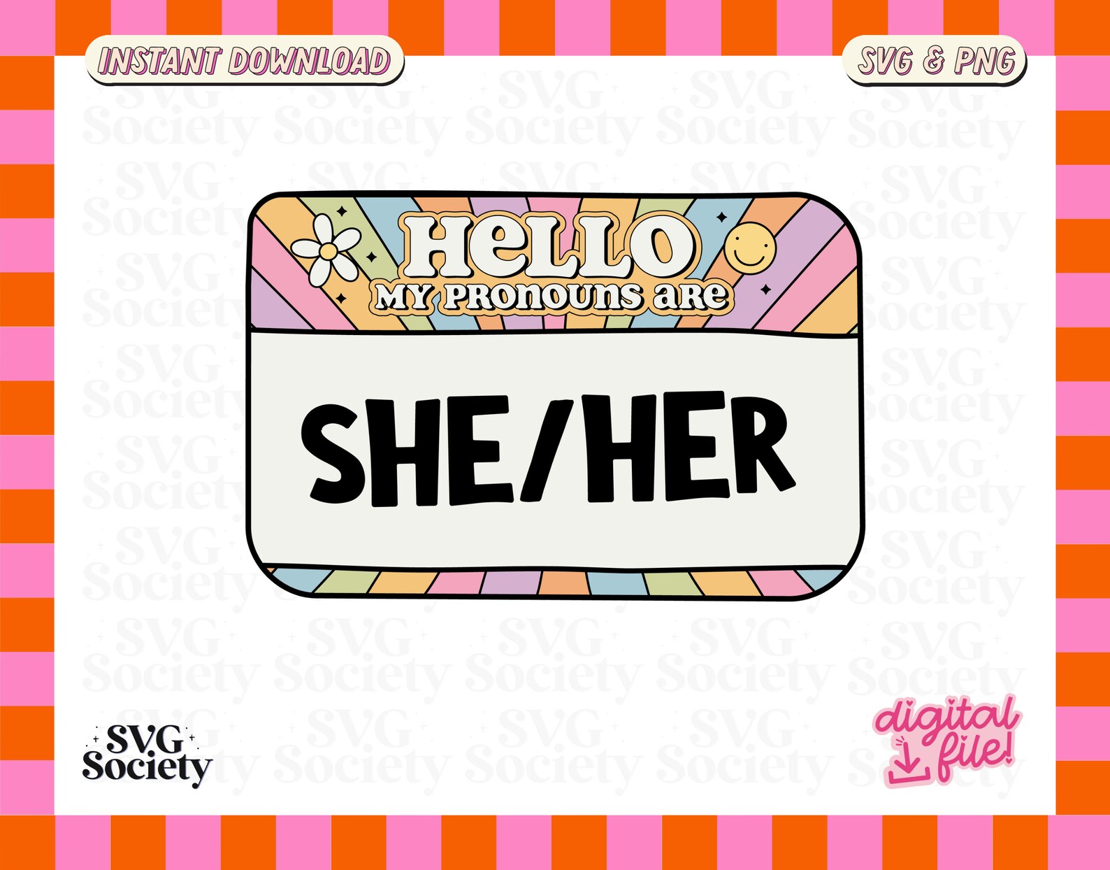She Her Pronouns SVG PNG ꕀ Pronouns Svg Trans Svg Pride Svg - Etsy