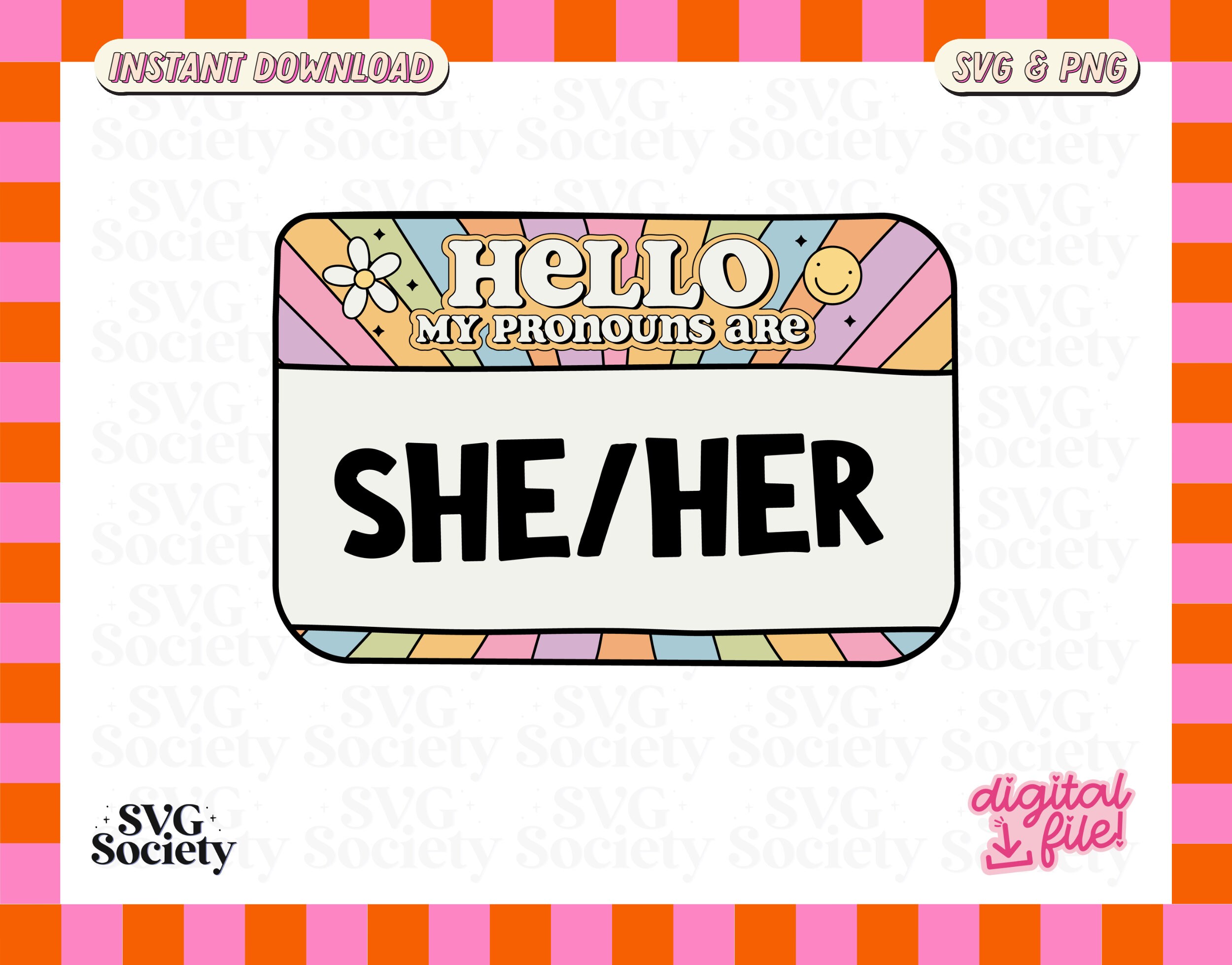 She Her Pronouns SVG PNG ꕀ Pronouns Svg Trans Svg Pride Svg - Etsy