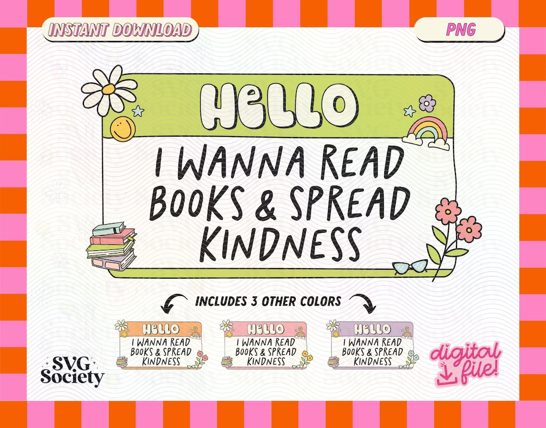 Hello I Wanna Read Books PNG Design, Cute Bookish Bookworm Bibliophile ...