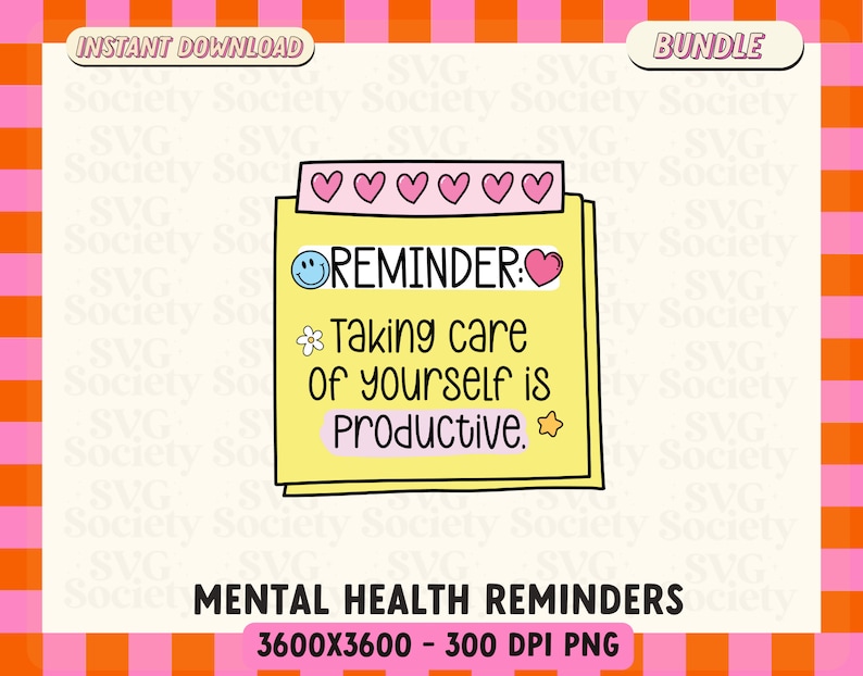 Mental Health Reminders Png Self Care Png Daily Affirmations - Etsy