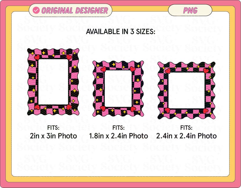 Checkered Wavy Retro Photo Frame PNG Design – Printable Borders for ...