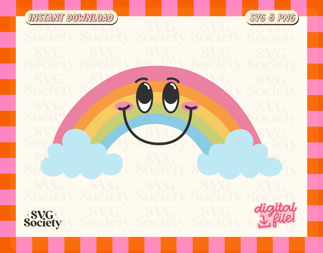 Happy Rainbow SVG PNG Design for T-shirts, Mugs, Stickers, and Tote ...