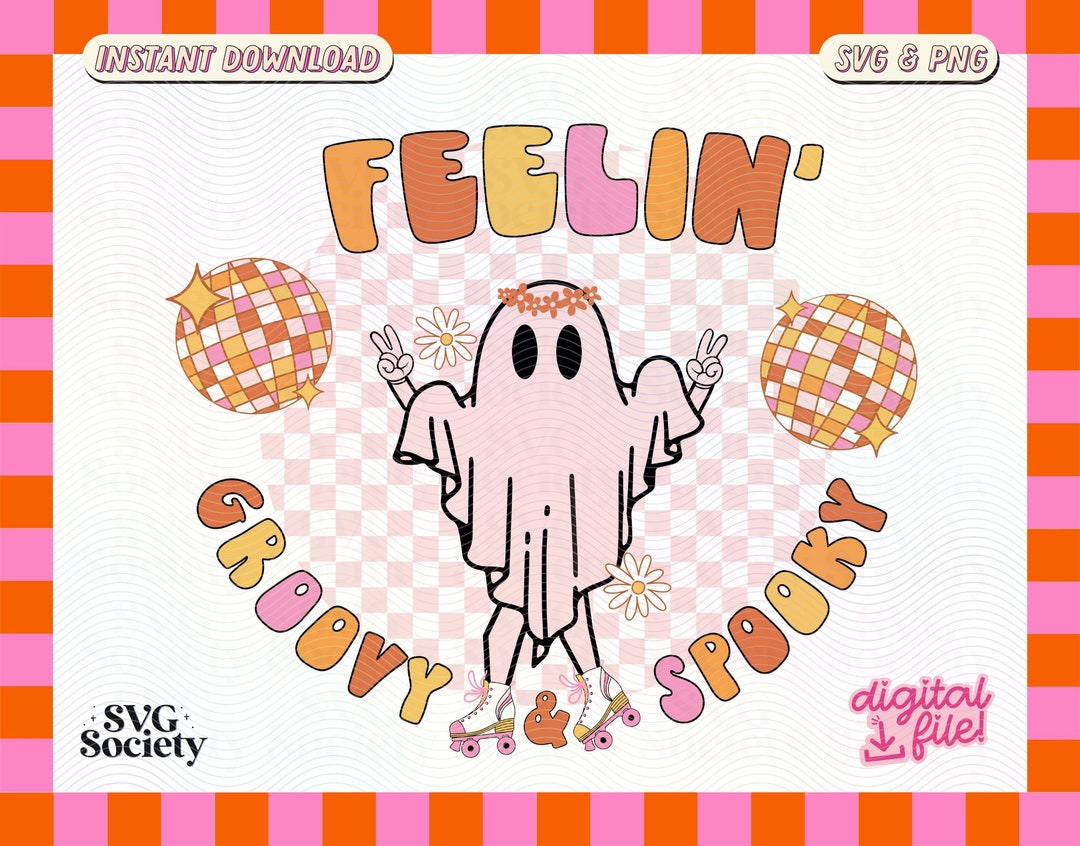 Groovy Spooky Ghost: Retro Halloween Disco Design (PNG, SVG File) - Etsy