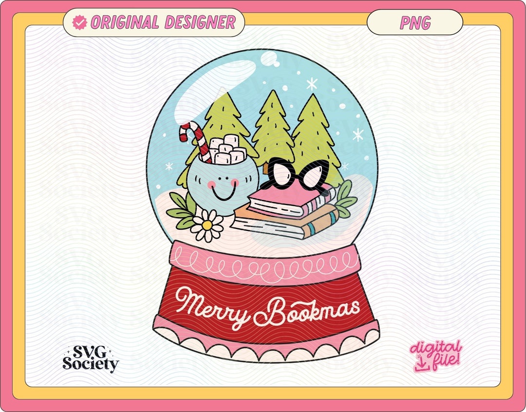 Merry Bookmas Snow Globe PNG: Christmas Bookish Design (commercial Use ...