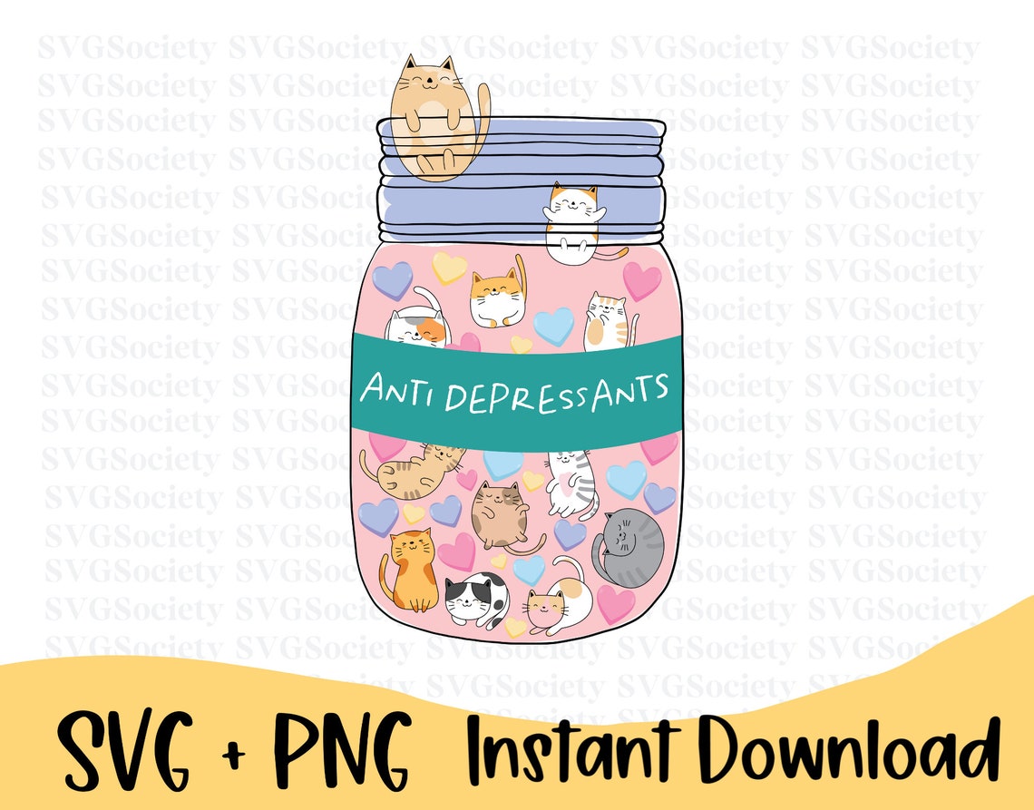 Cat Antidepressants SVG Mental Health Matters SVG PNG | Etsy