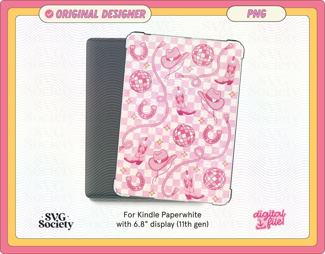 Cute Cowgirl Disco, Printable E-reader Case Insert Design, PNG File, Digital Download ...