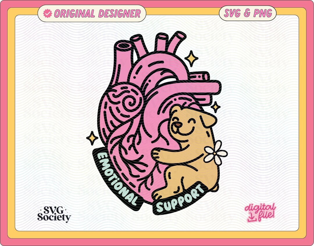 Emotional Support Dog SVG PNG File Cute Trendy Artsy Mental Health, Dog ...