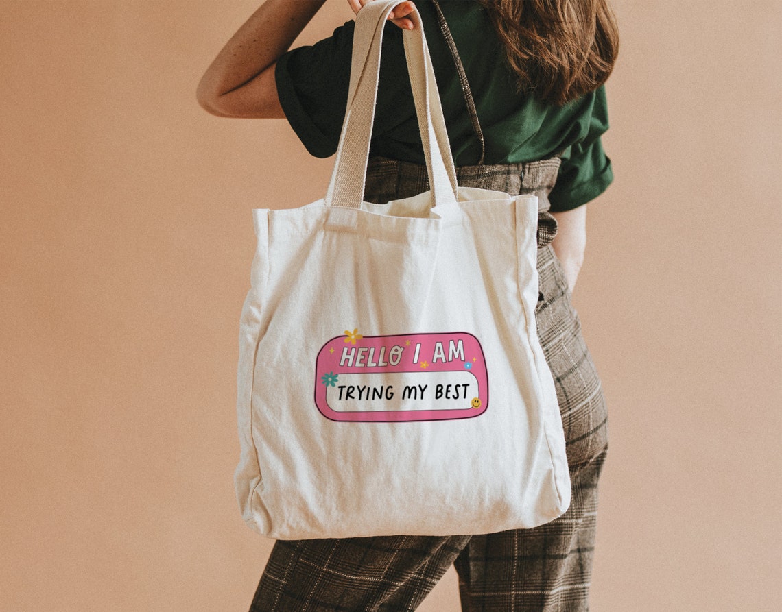 Trying My Best SVG Hello Im Trying My Best Name Tag Design - Etsy