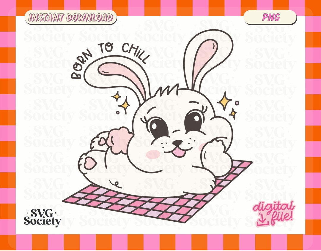 Born to Chill, Cute Trendy Rabbit Illustration PNG Design for Perfect ...