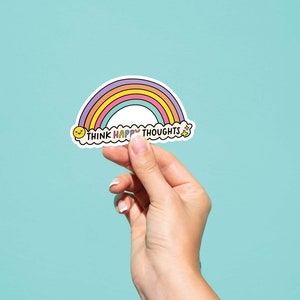 Think Happy Thoughts Rainbow SVG PNG: Mental Health Design (digital ...